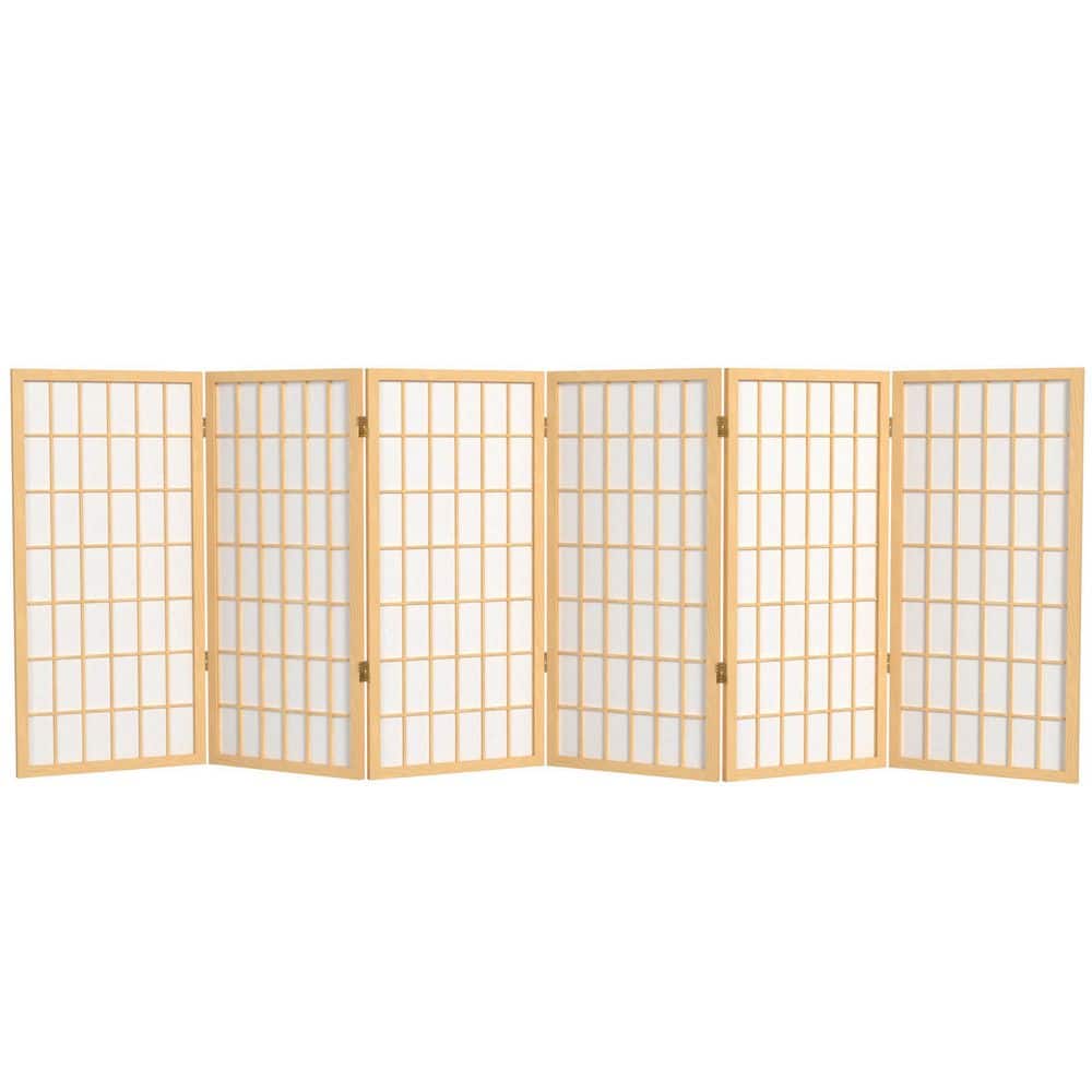 RED LANTERN 3 ft. Short Window Pane Shoji Screen - Natural - 6 Panels ...