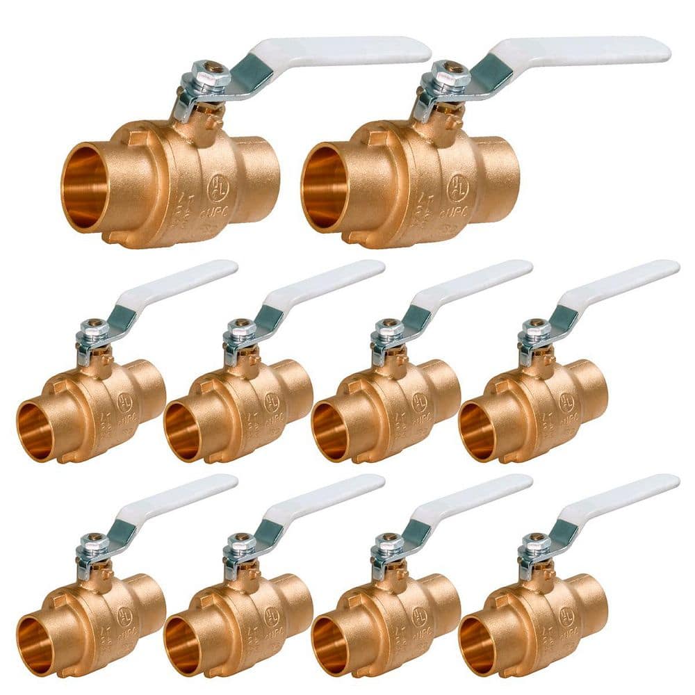 PLUMBFLEX 1/2 in. SWT x 1/2 in. SWT Premium Brass Full Port Ball Valve ...