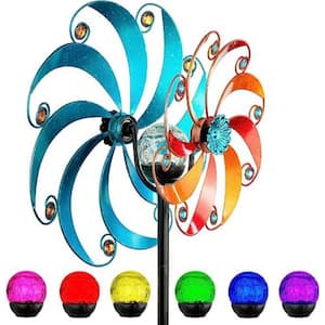 Cubilan Solar Garden Lights Metal Flower Decor, Colorful Spinning ...