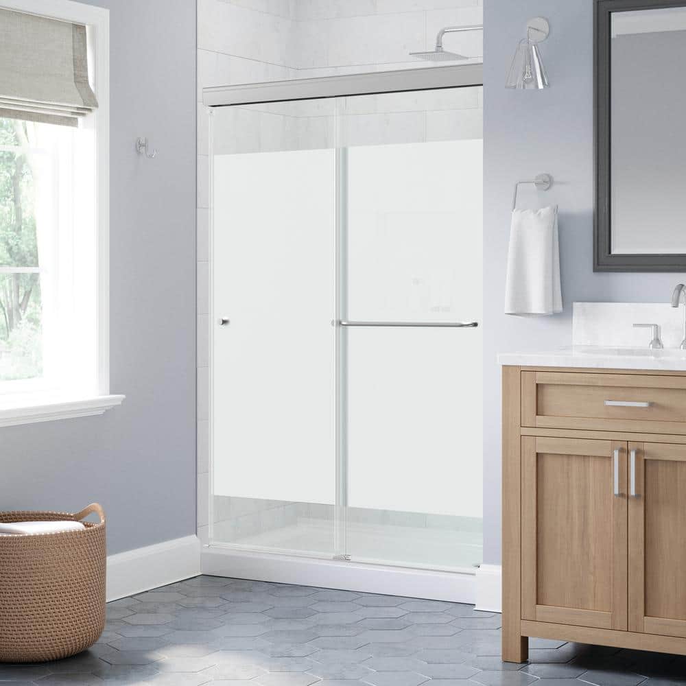 Delta Portwood 44 to 48 in. W x 70-1/4 in. H Semi-Frameless Sliding ...