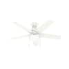 Hunter Bardot 44 in. Indoor Fresh White Ceiling Fan with Light Kit ...