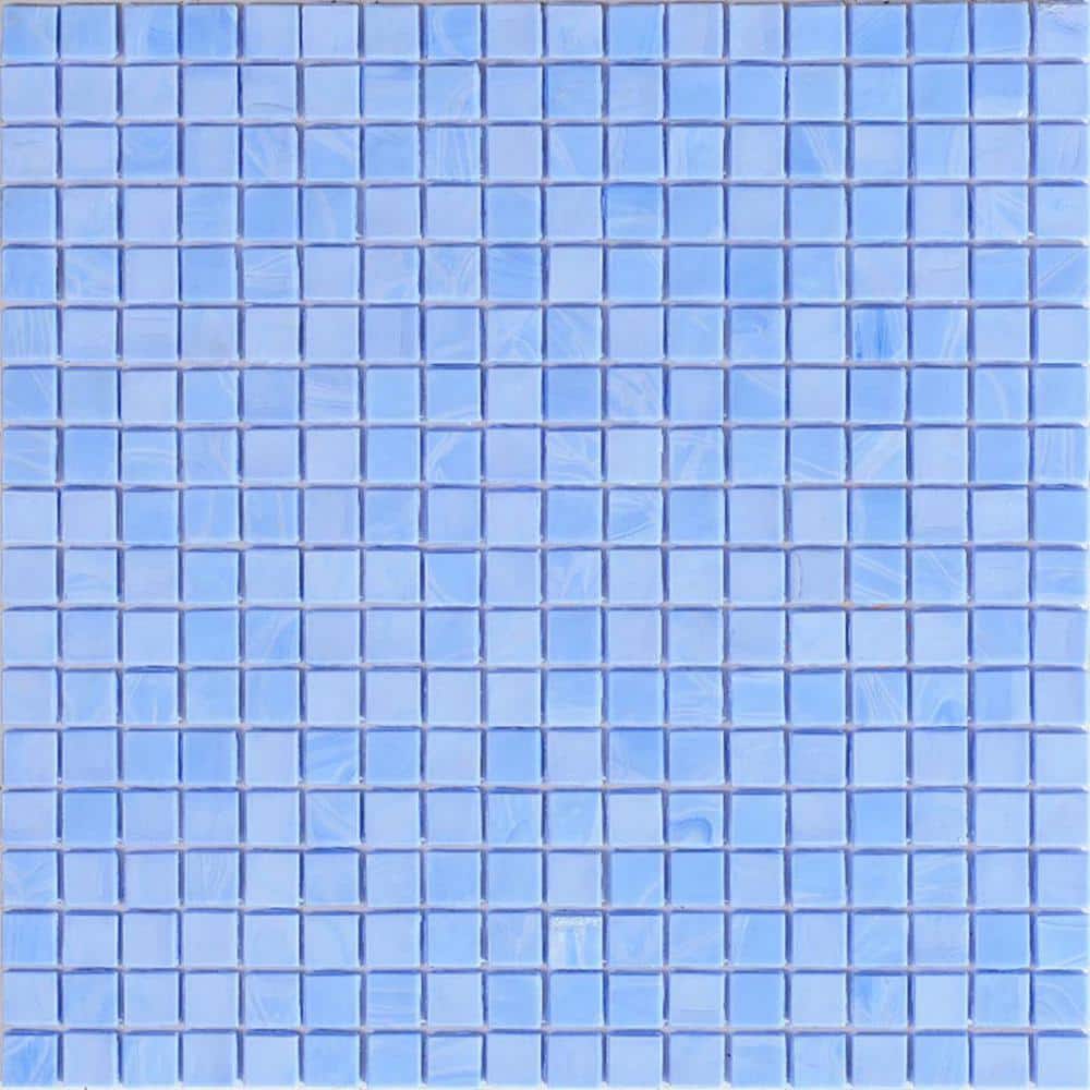Apollo Tile Skosh 11.6 in. x 11.6 in. Glossy Baby Blue Glass Mosaic ...