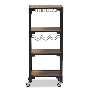 Baxton Studio Baxter Oak Brown and Black Kitchen Cart 207-12098-HD ...