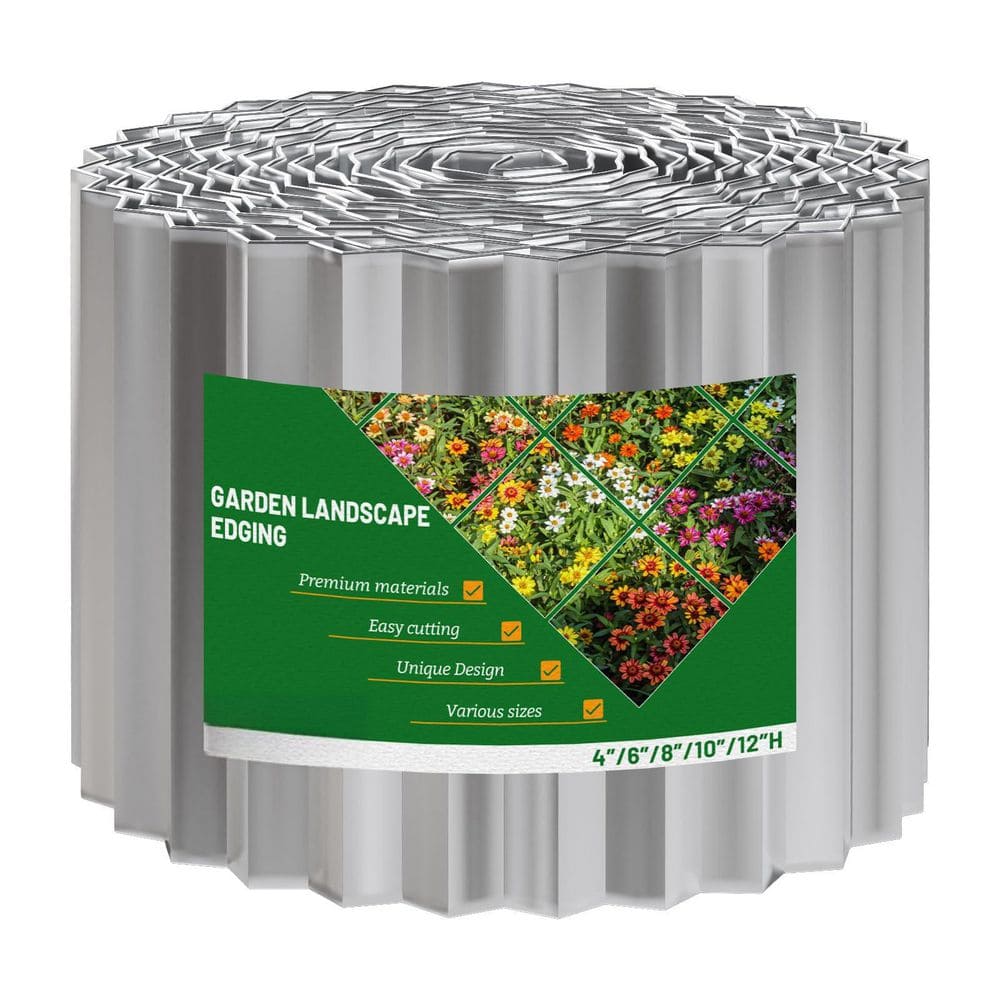 OGETFUUR 6 in. D x 480 in. W Corrugated Silver Metal Garden Edging ...