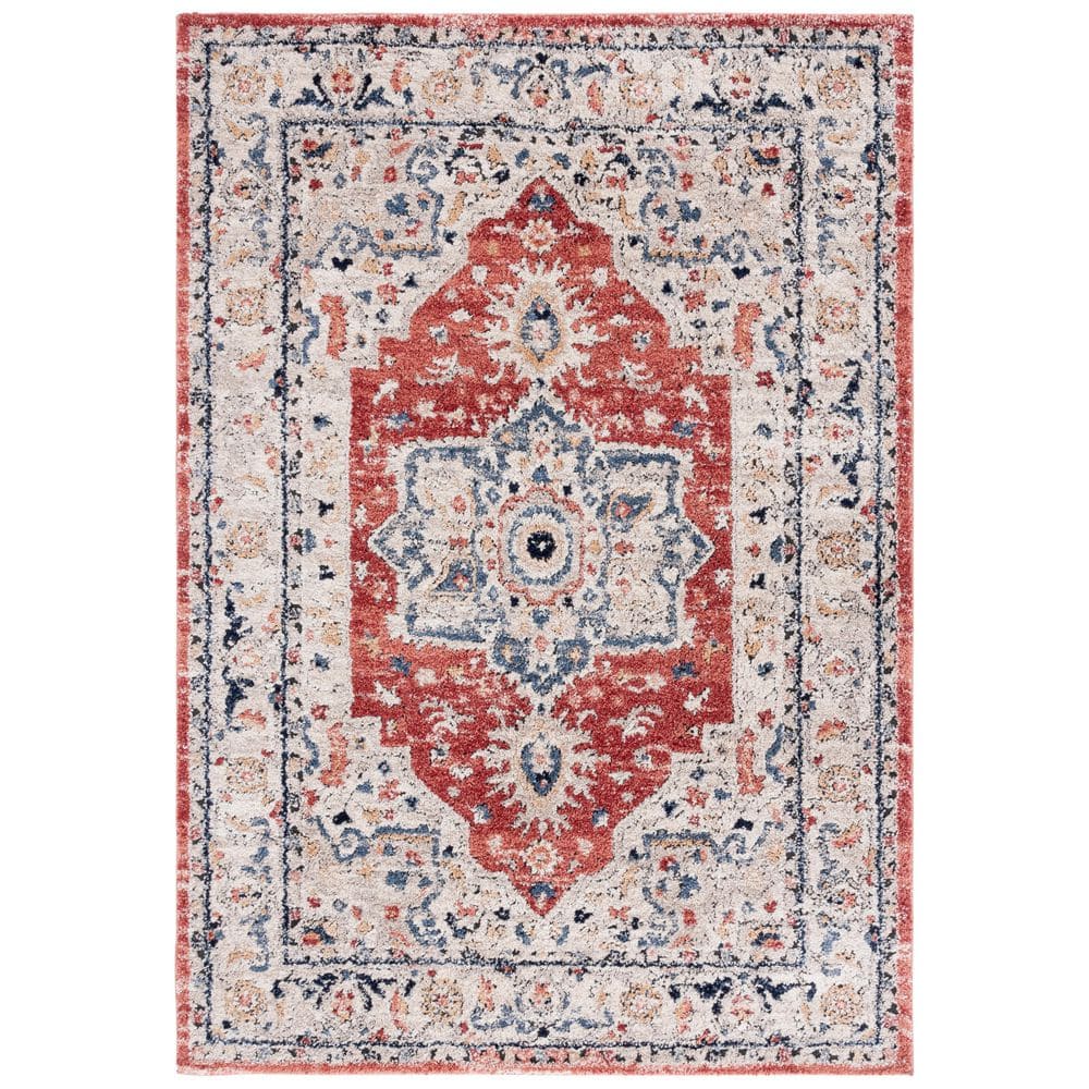 SAFAVIEH Luna 8 ft. x 10 ft. Beige/Rust Blue Medallion Ornate Area Rug ...