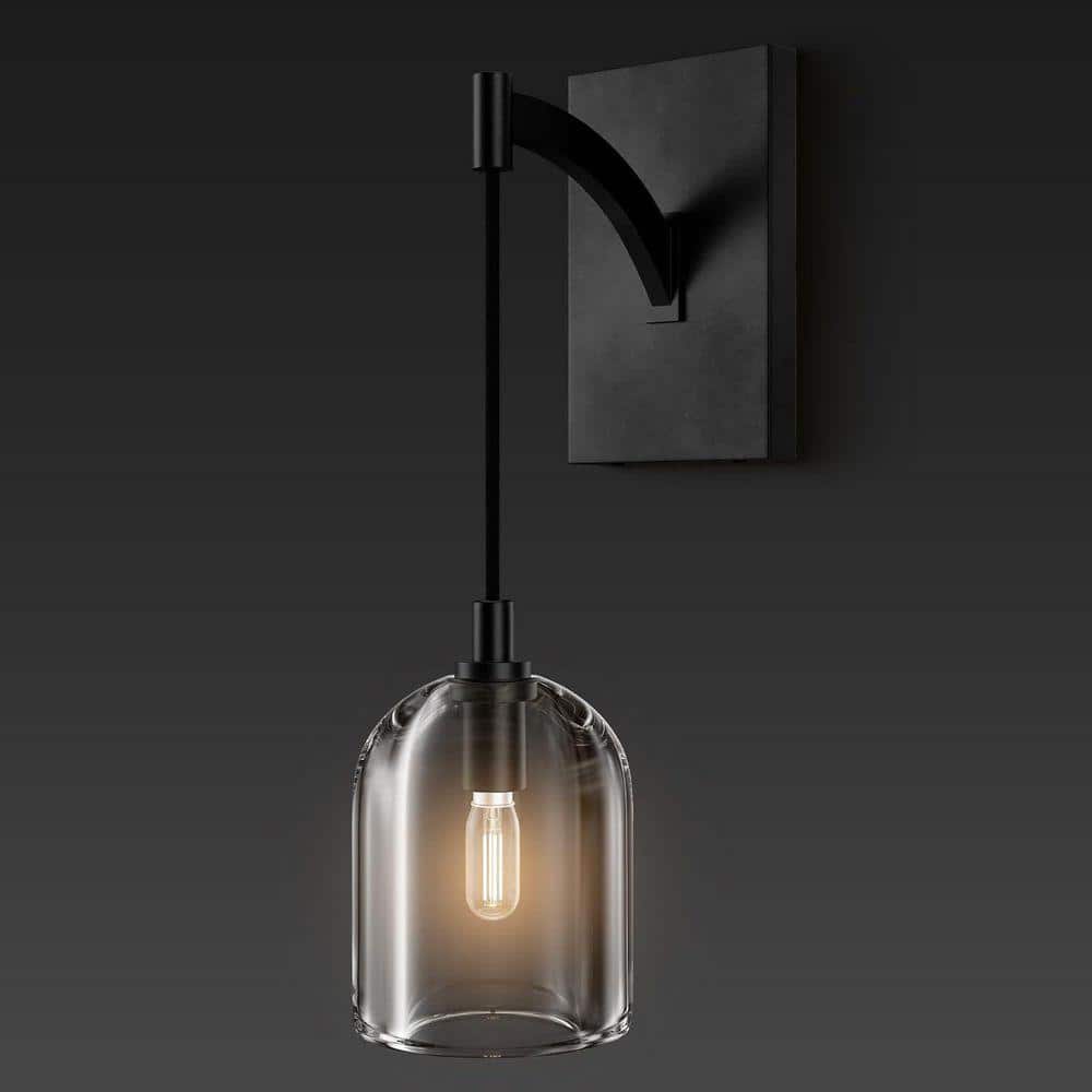 Gleam Flare 5. 1in W 16.5 in. H 1-Light Black Modern Crystal Wall ...