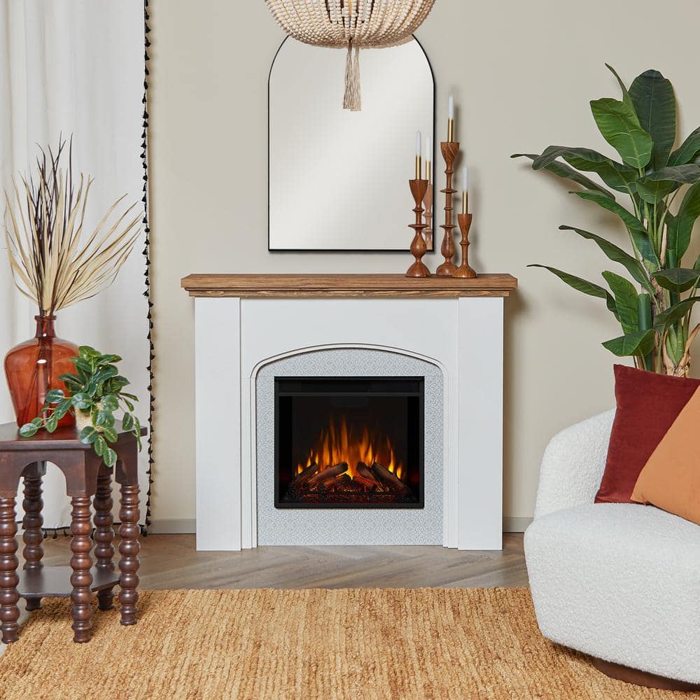 Real Flame Anika 49 in. Freestanding Wooden Electric Fireplace in White ...
