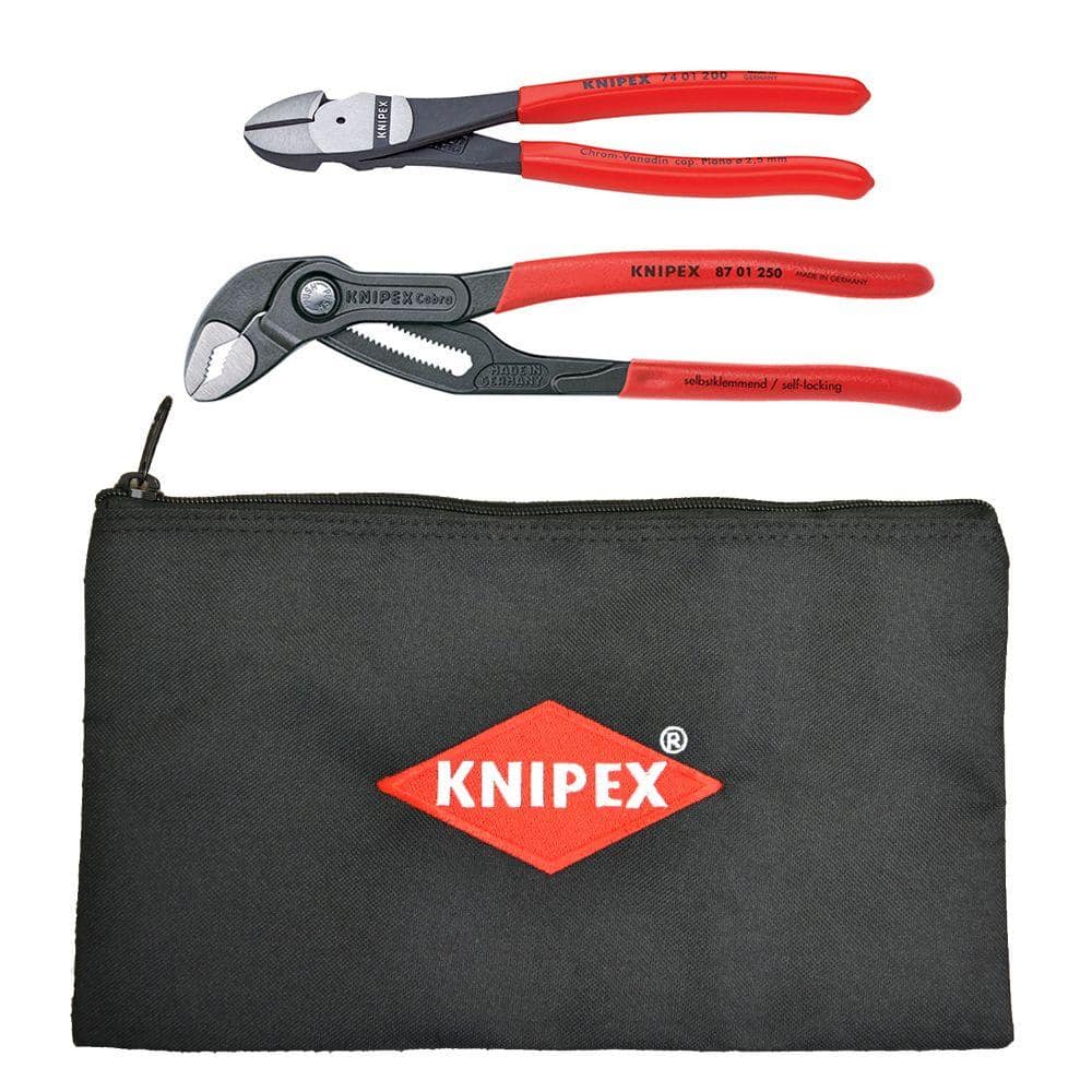 KNIPEX Cobra 10 in. Box Joint Pliers/8 in. Diagonal Cutting Pliers Set ...