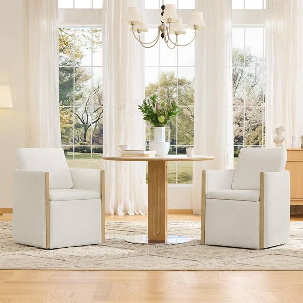 Spruce & Spring Tessa Cream Fabric Modern Upholstered Dining Chairs ...