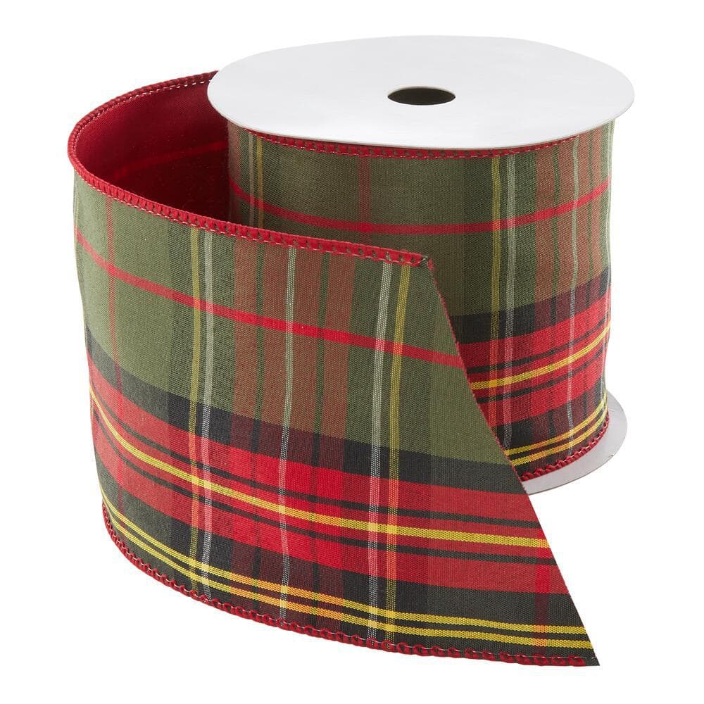 Home Accents Holiday 15 ft by 4 in Woodmoore Plaid Ribbon Roll ...