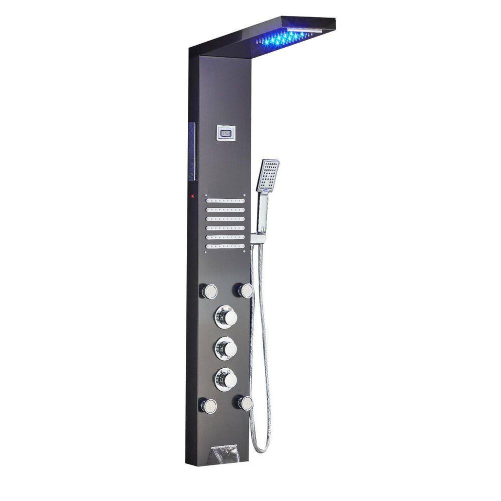 Forious Led Rainfall Waterfall Shower Head Rain Massage System With