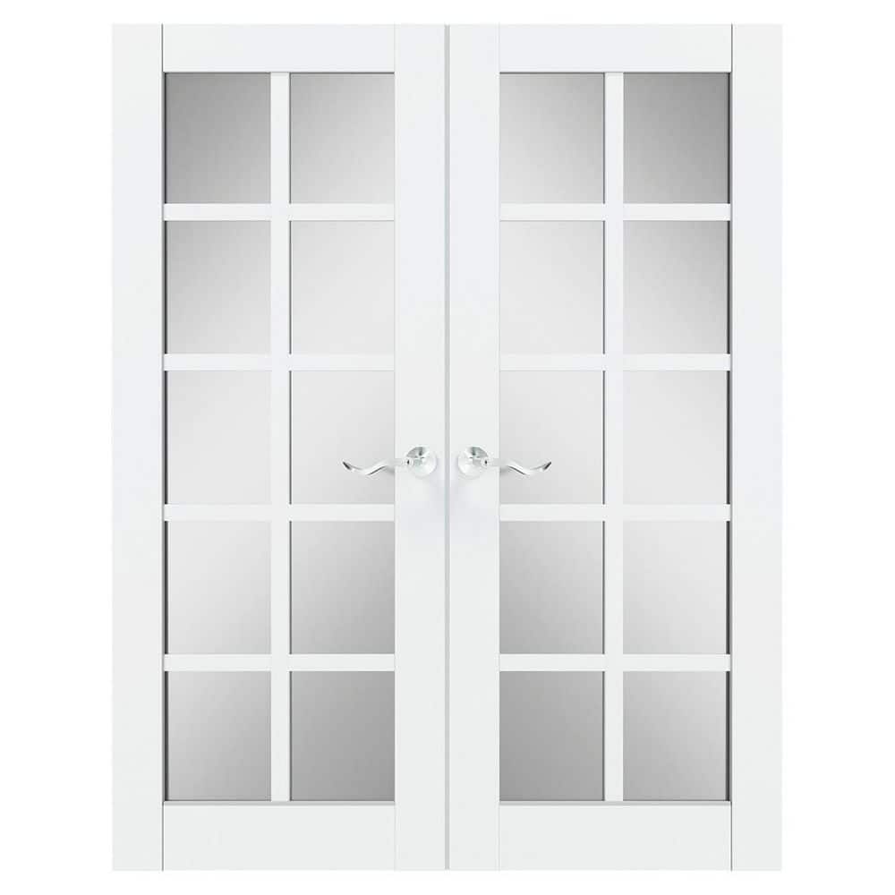 TENONER 64 in. x 80 in. Composite, MDF, 10 Lite, Mirrored Glass, Primed ...