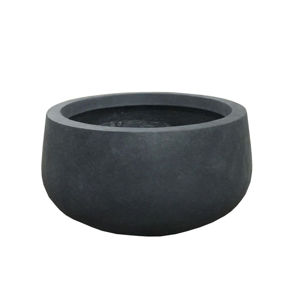 Reviews for KANTE 15.7" Dia Charcoal Curvaceous Concrete Planter with ...