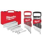 Milwaukee 3/8 in. Drive SAE/Metric Ratchet and Socket Mechanics Tool Set (60-Piece) 48-22-9408 ...
