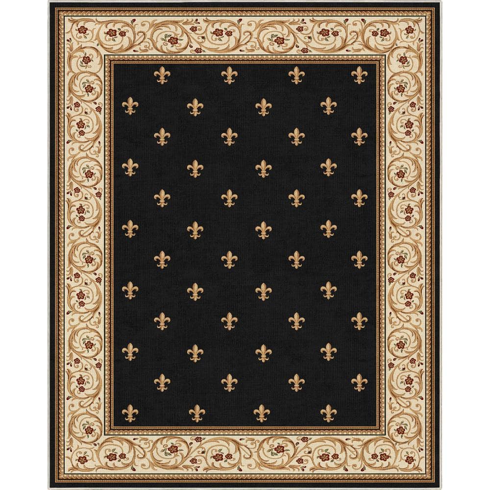 Well Woven Black 9 ft. 10 in. x 13 ft. Flat-Weave Apollo Fleur De Lis ...