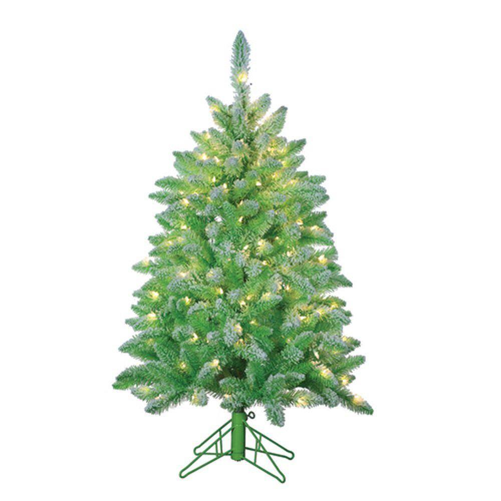 Sterling 4 ft. Pre-Lit Lightly Flocked Lime Green Keystone Pine ...