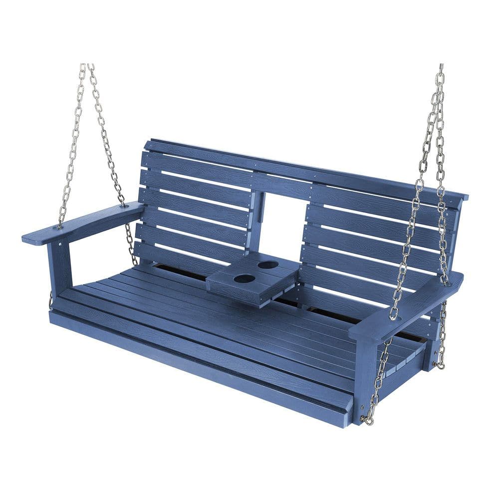Innovaze Plastic Poly Lumber 5 ft. 3-Person Porch Swing with Foldable ...