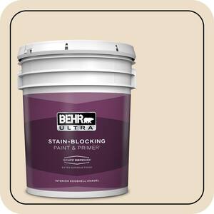 BEHR ULTRA 5 gal. #710C-2 Raffia Cream Satin Enamel Exterior Paint ...
