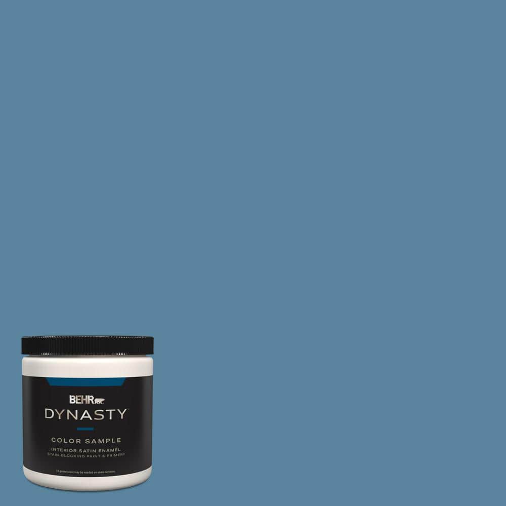 BEHR DYNASTY 8 oz. #BIC-38 Honest Blue Satin Enamel Interior/Exterior ...