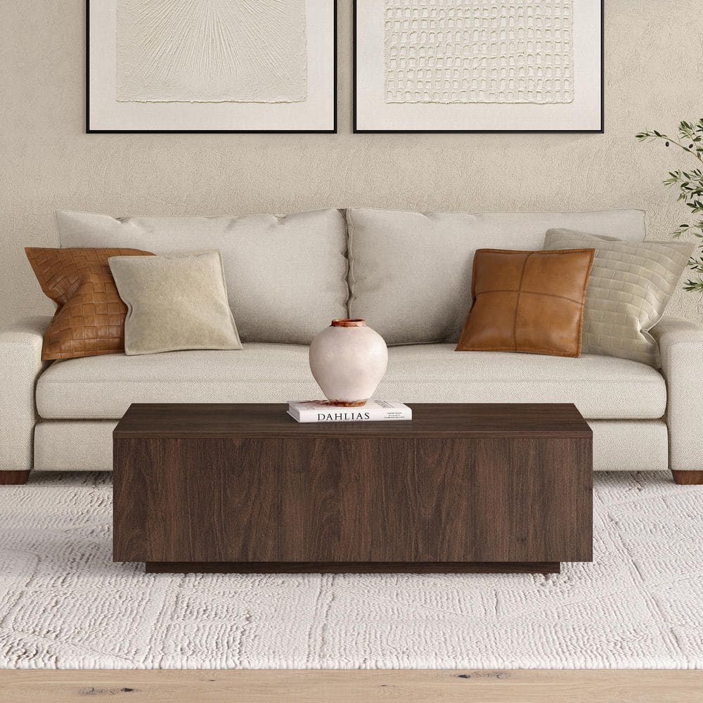 Meyer&Cross Paxton 47.5 in. Alder Brown Rectangle MDF Top Coffee Table ...