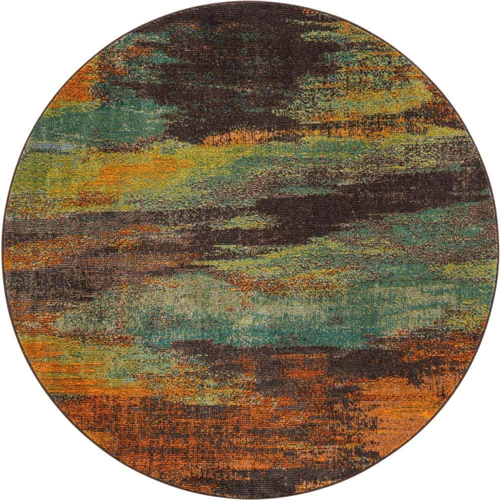 Unique Loom Jardin Lilly Multi 6' 0 x 6' 0 Round Rug 3119609 - The Home ...