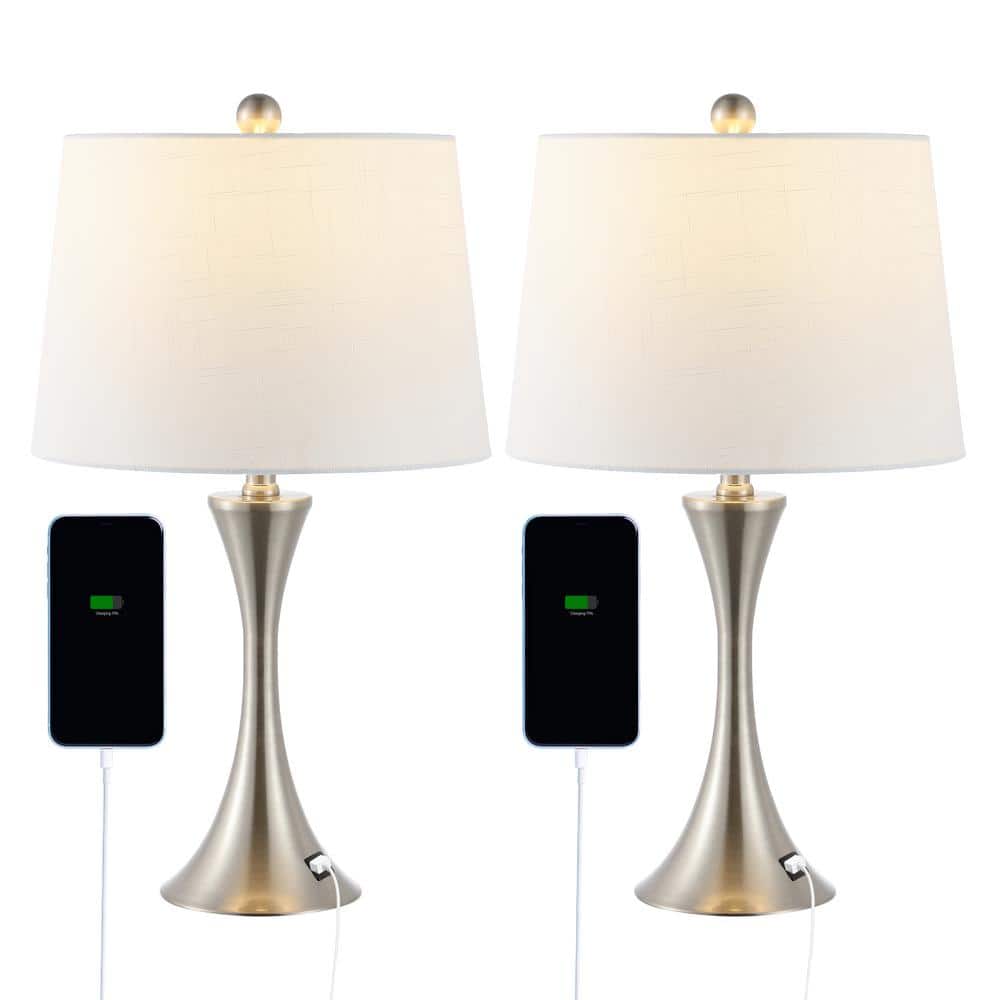 JONATHAN Y Bennett 22.75 in Modern Glam Iron Hourglass LED Table Lamp ...
