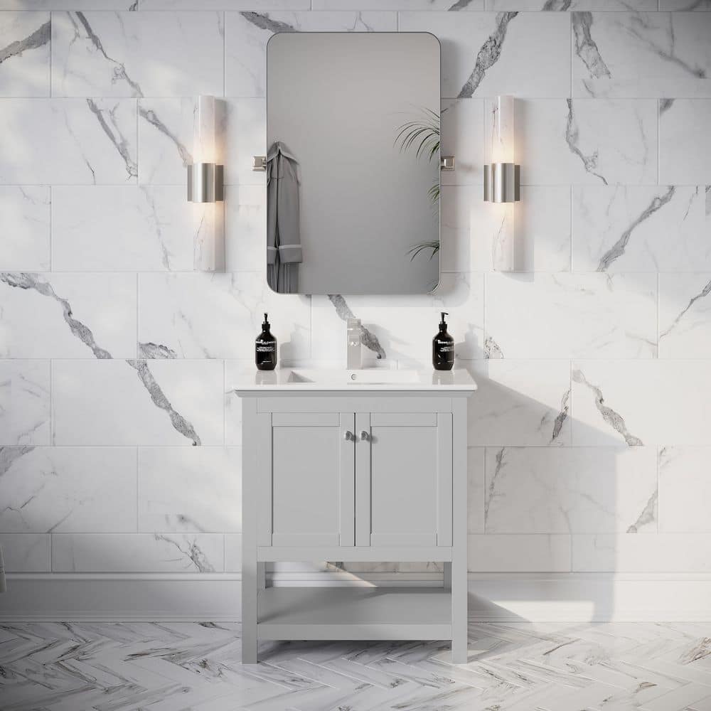 Fresca Manchester 30 in. Single Sink Shaker-Style Gray Bath Vanity with ...