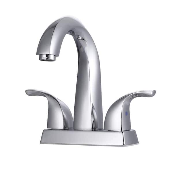 ARCORA Modern 4 in. Centerset High-Arc Double-Handle BathroomFaucet with Pop-up Drain Kit in ...