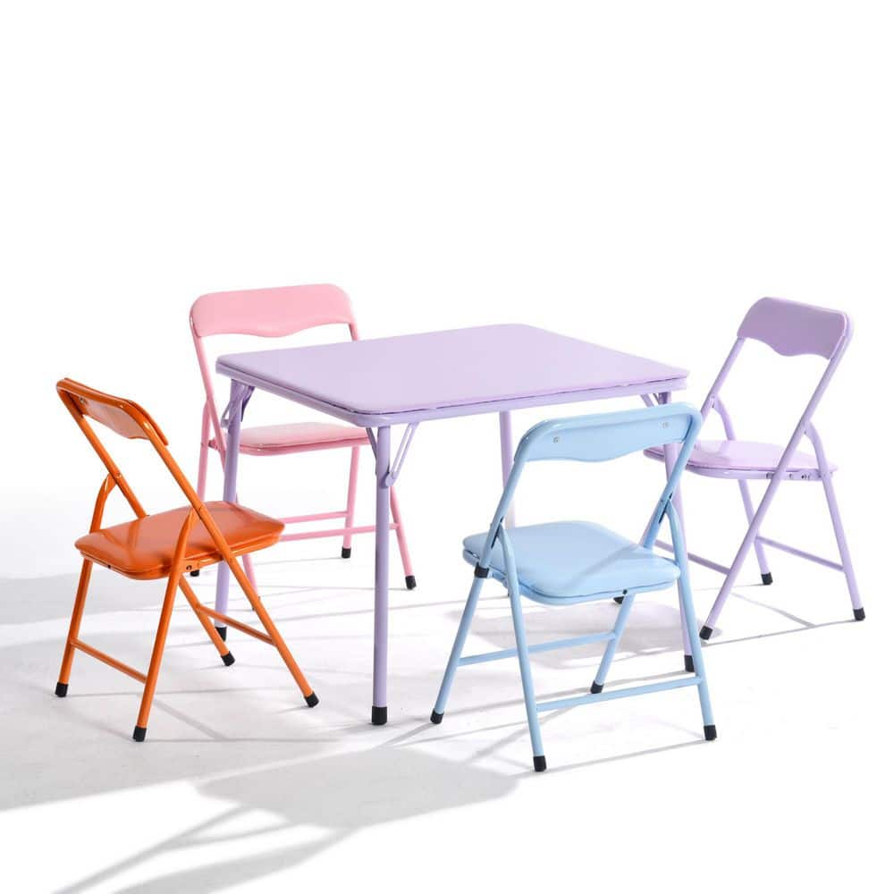 Homy Casa TAGE CNV1 5-Pieces Folding Table and Chair Set, Modern Style for Kids and Teens, Ideal ...