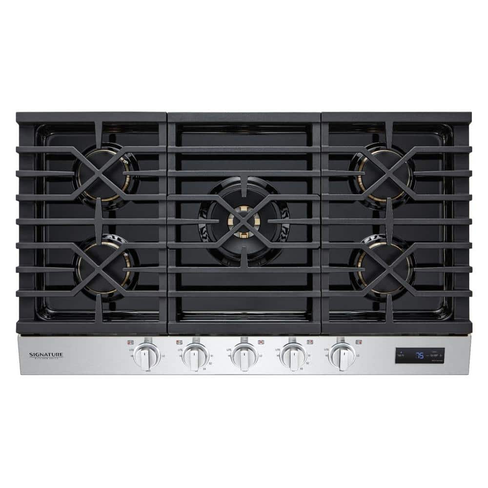 LG Signature 36 in. 5 Burners Gas Cooktop with Cast Iron Grates in ...