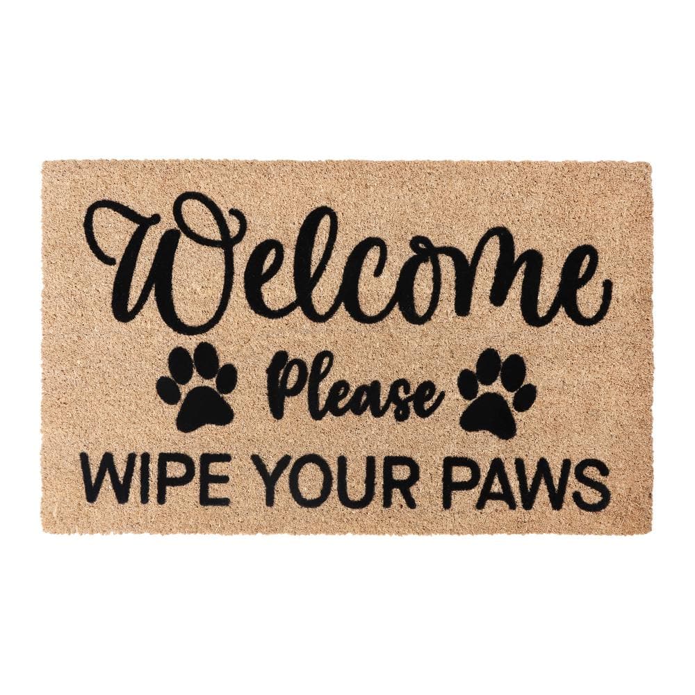 A1 Home Collections A1HC Welcome Paws Black 24 in. x 36 in. Natural ...