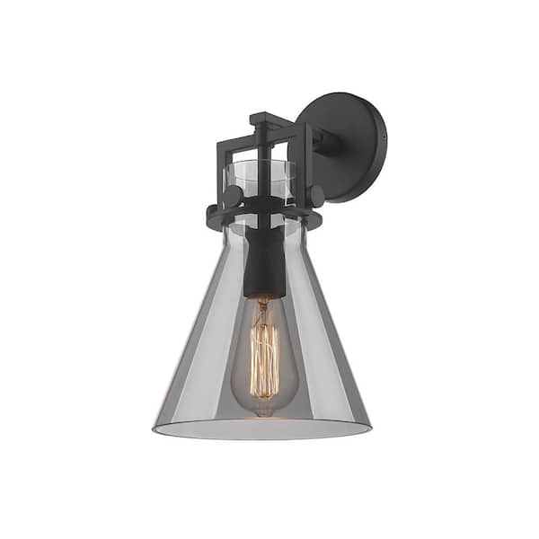 Innovations Newton Cone 1-Light Matte Black Wall Sconce with Glass ...