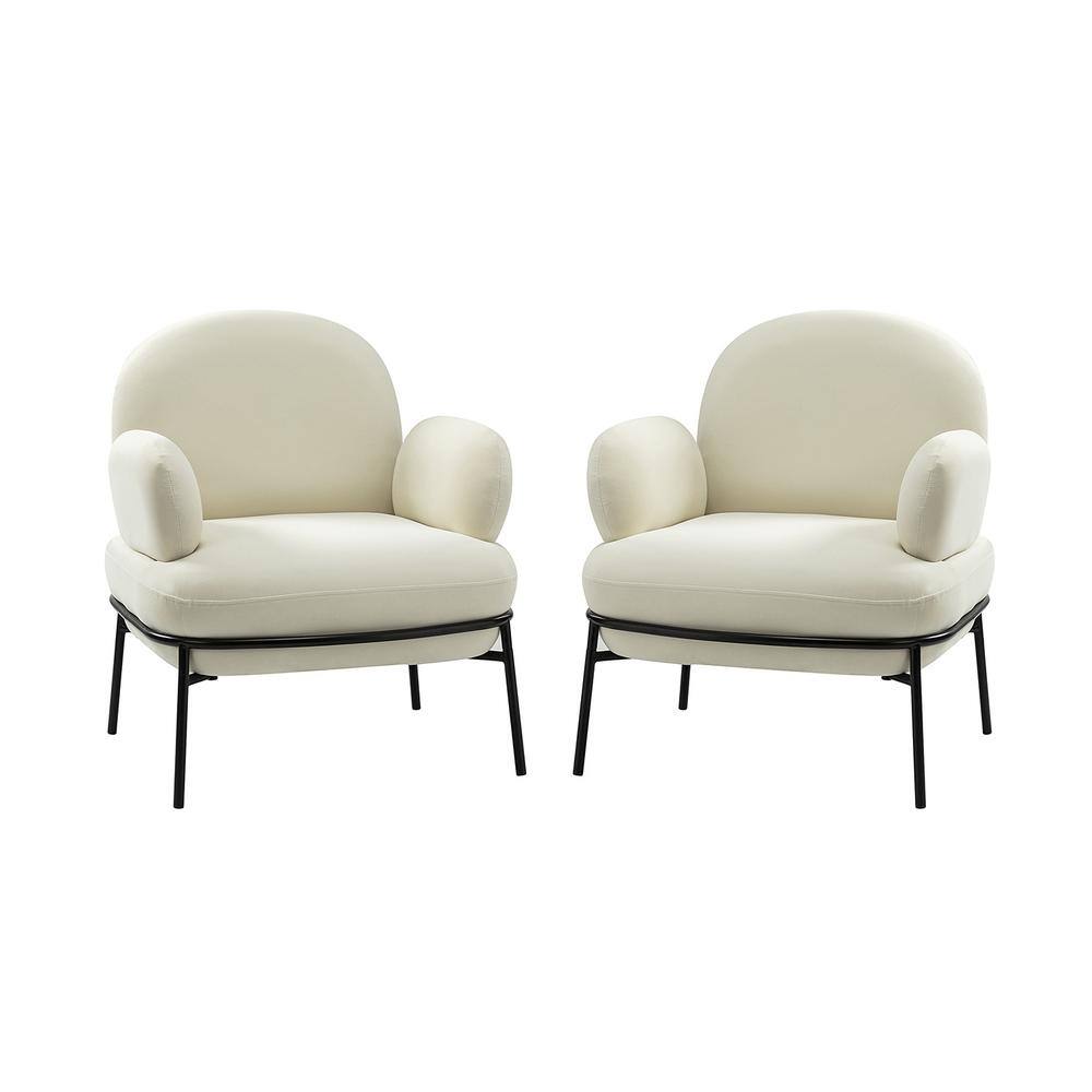 ARTFUL LIVING DESIGN Hilario Ivory Arm Chair with Metal Legs, Set of 2 ...