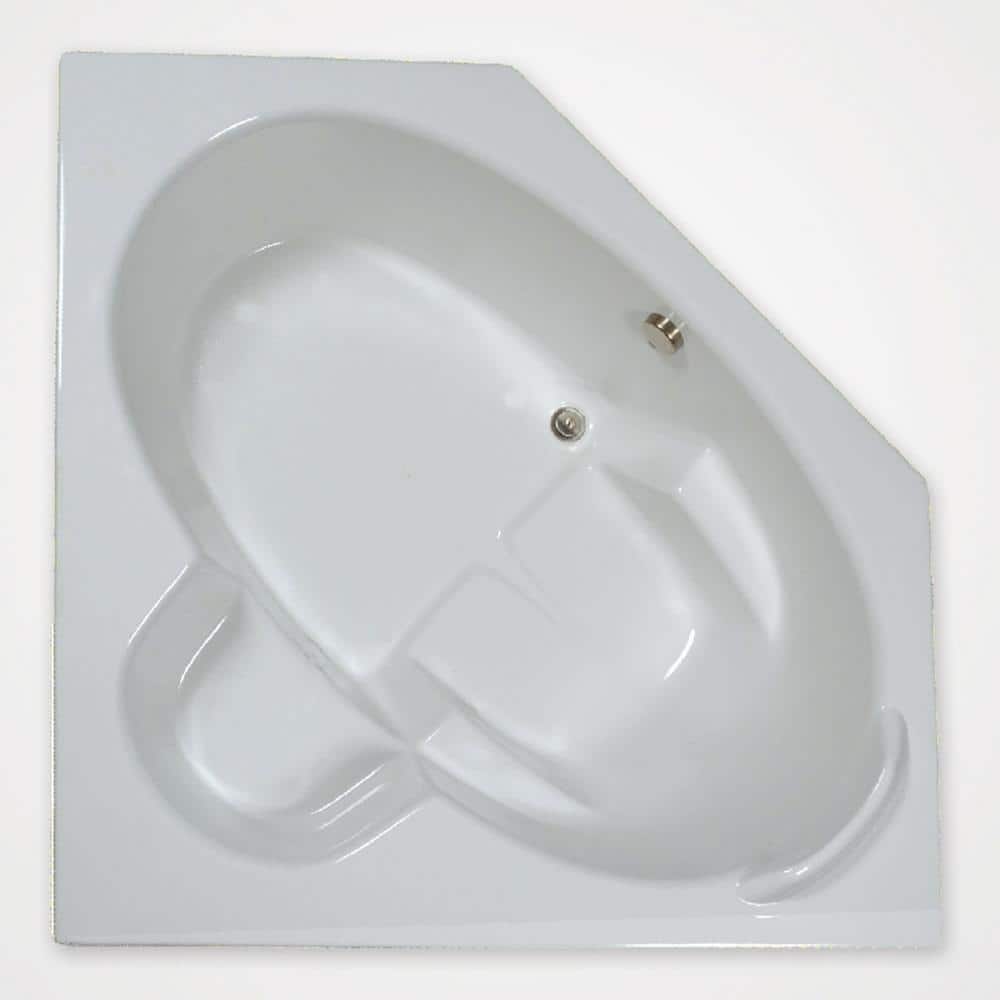 Comfortflo 60 in. x 60 in. Acrylic Corner Drop-in Soaking Bathtub with ...