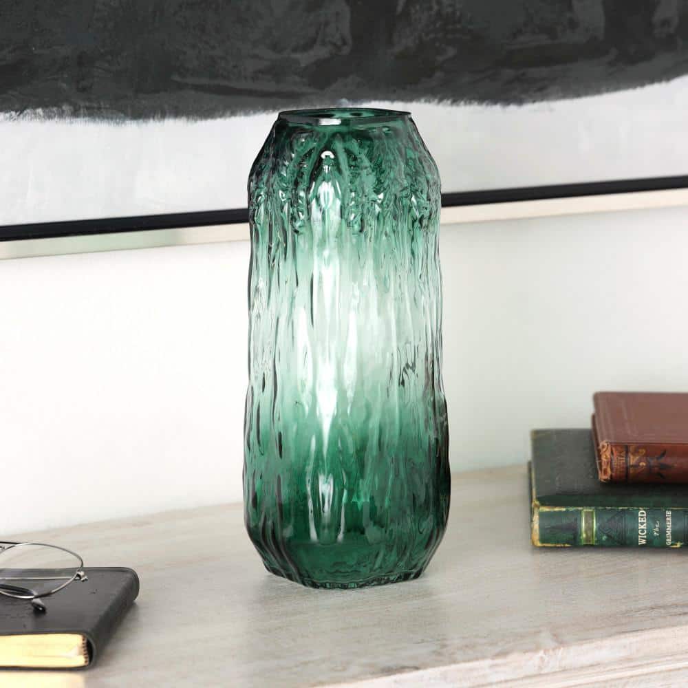 Litton Lane 11 in. Green Handmade Abstract Textured Rectangular Ombre ...
