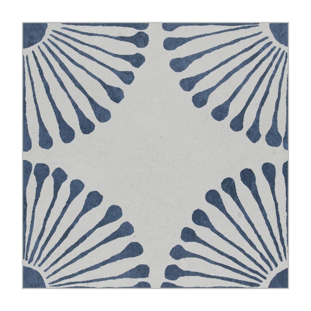 sunwings Patterned Blue 9 in. x 9 in. Sun Flower SPC Peel and Stick ...