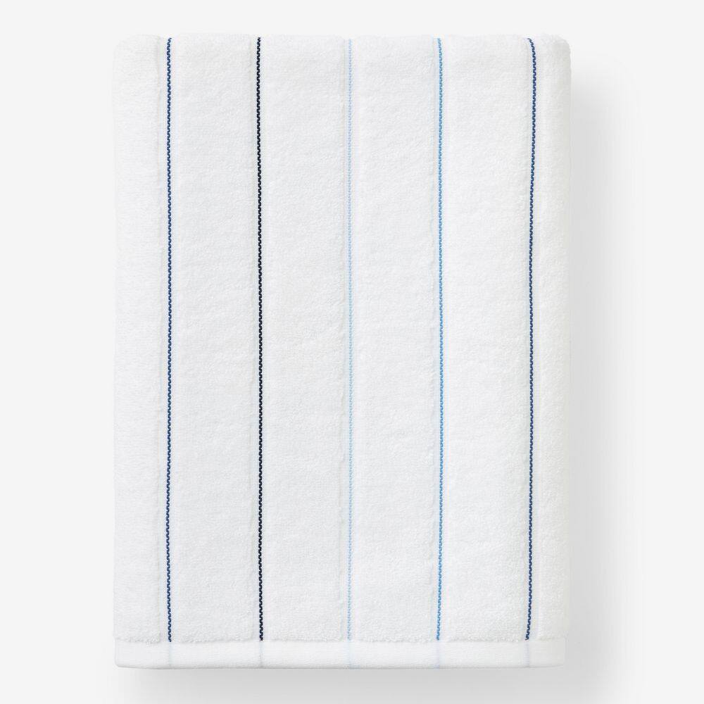The Company Store Company Cotton Blue Multi Stripe Bath Sheet 59127D ...