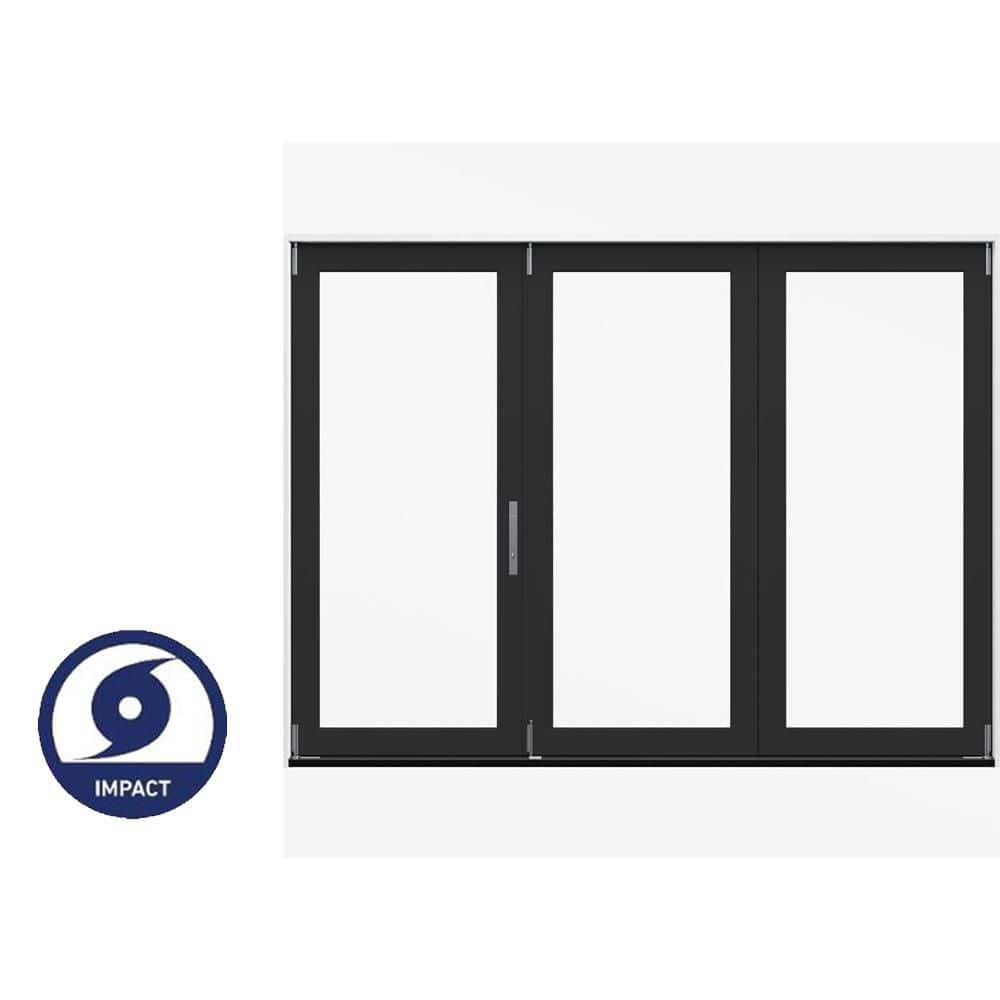 JELD-WEN 108 in. x 80 in. F4500 Right-Hand Black/White Fiberglass 3 ...