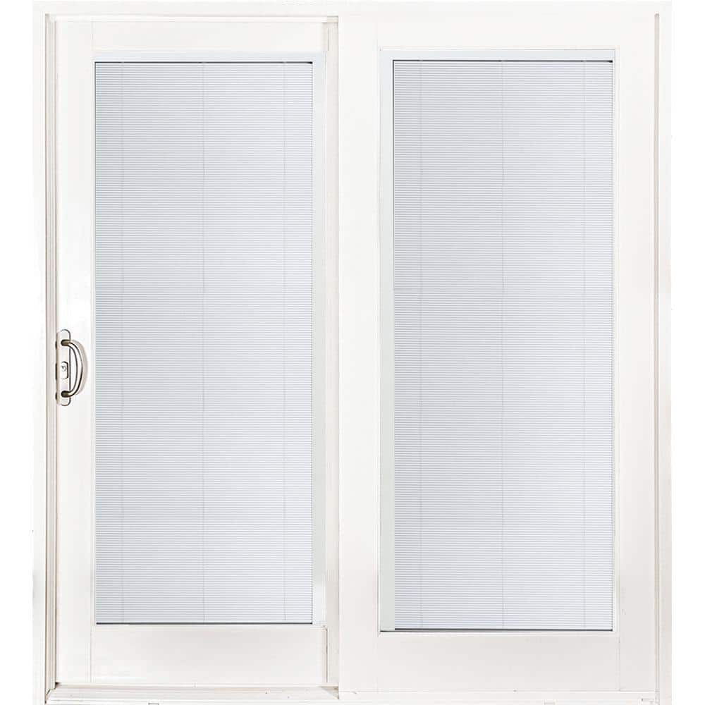 MP Doors 72 in. x 80 in. Smooth White Left-Hand Composite Sliding Patio ...