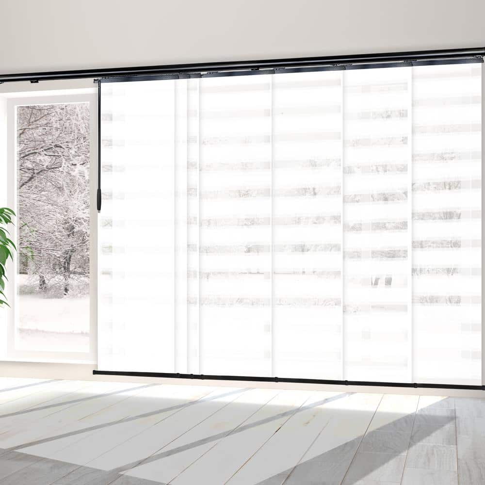 EMOH Spotlight 110 in. - 153 in. W x 94 in. L 7-Panel Black Single Rail ...