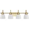 Progress Lighting Preston 30.5 in. 4-Light Vintage Brass Vanity Light ...
