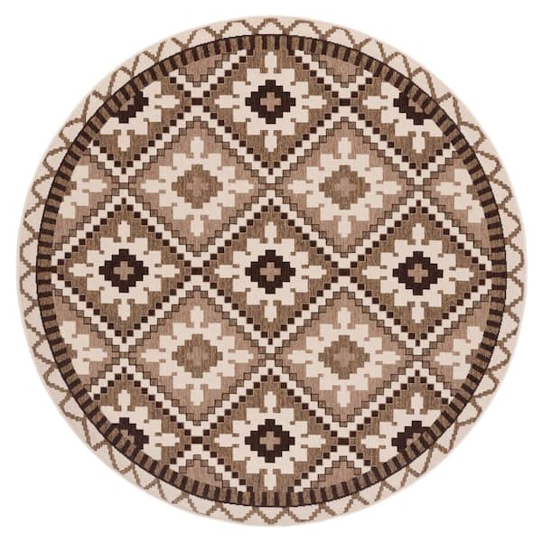 SAFAVIEH Veranda Creme/Brown 7 ft. x 7 ft. Southwestern Tribal Indoor ...
