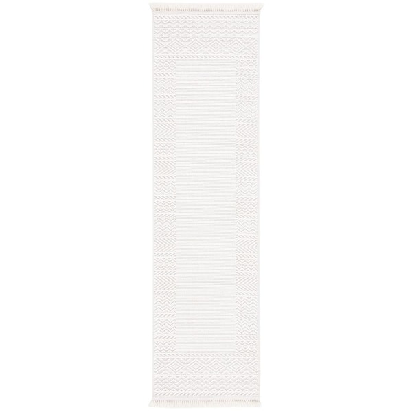 SAFAVIEH Camden 2 ft. x 8 ft. Ivory Geometric High-Low Runner Rug ...