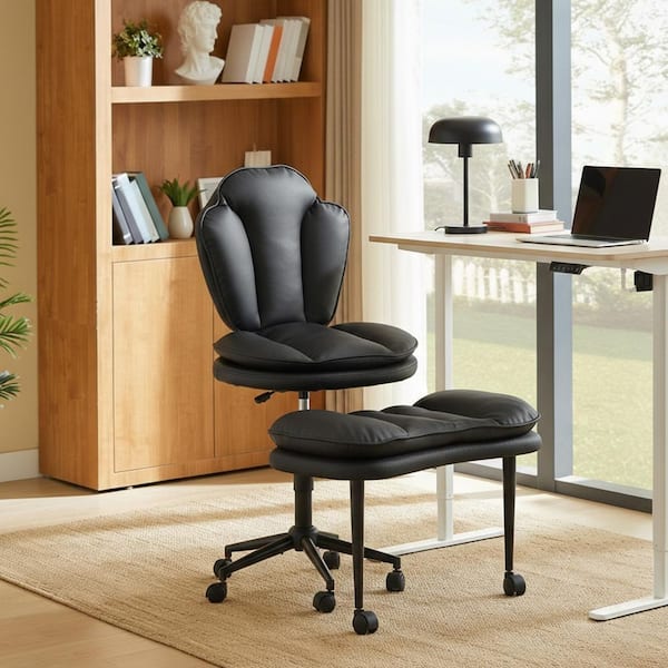 Reviews for Bestier Faux Leather Black Armless Office Chair with Swivel ...