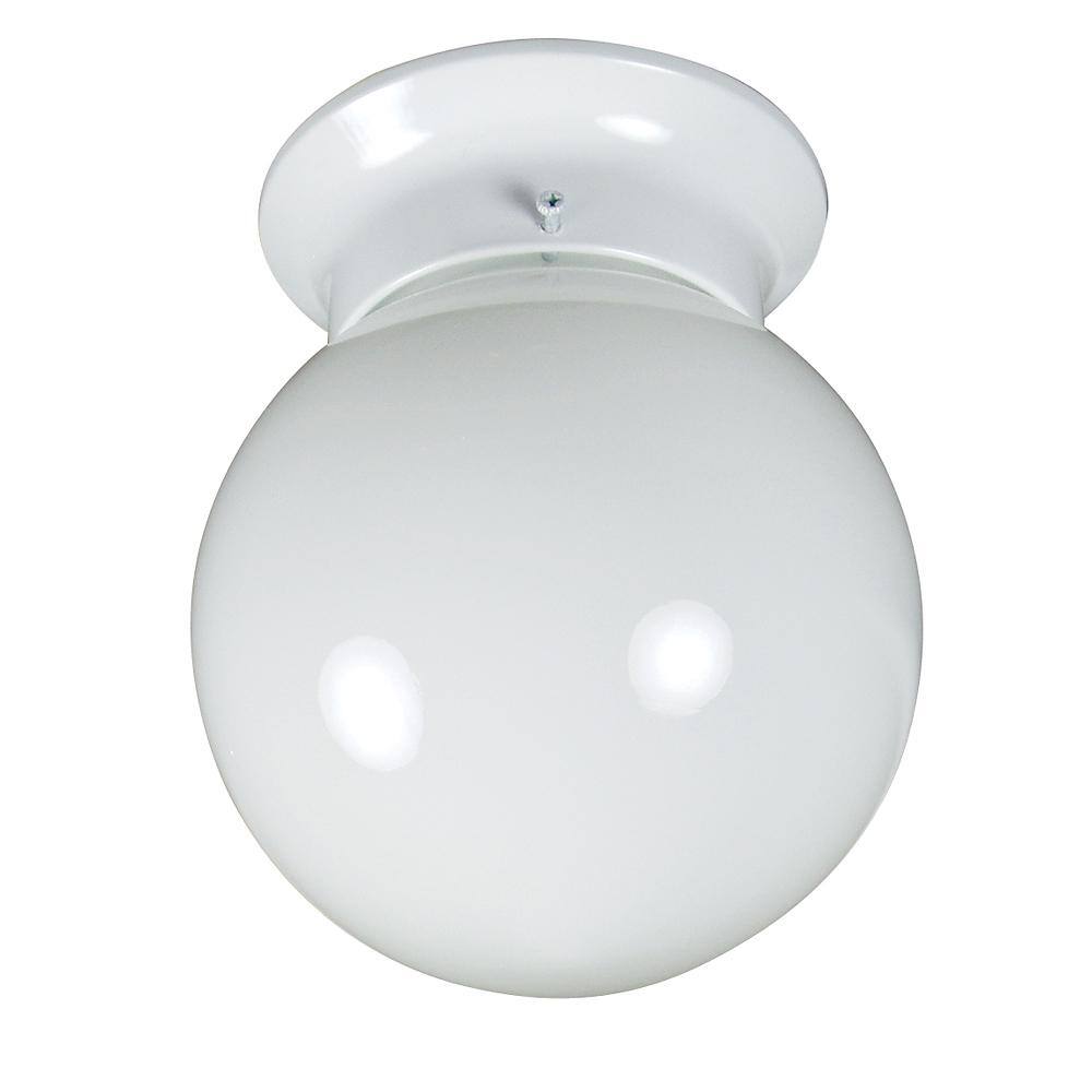 James 5 in. 1-Light White Flush Mount Lighting with Frosted Glass Shade ...