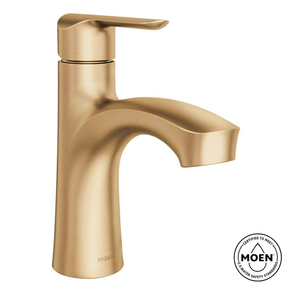 MOEN Findlay Single-Handle Single-Hole Bathroom Faucet in Bronzed Gold ...