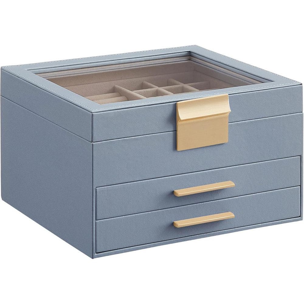 Smoky Blue 8 in. x 9.1 in. MDF Decorative Box (Set of 1) YJ00366 - The ...