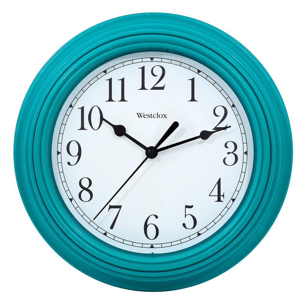 WESTCLOX 9" Analog QA Round Teal Simplicity Wall Clock with Modern ...