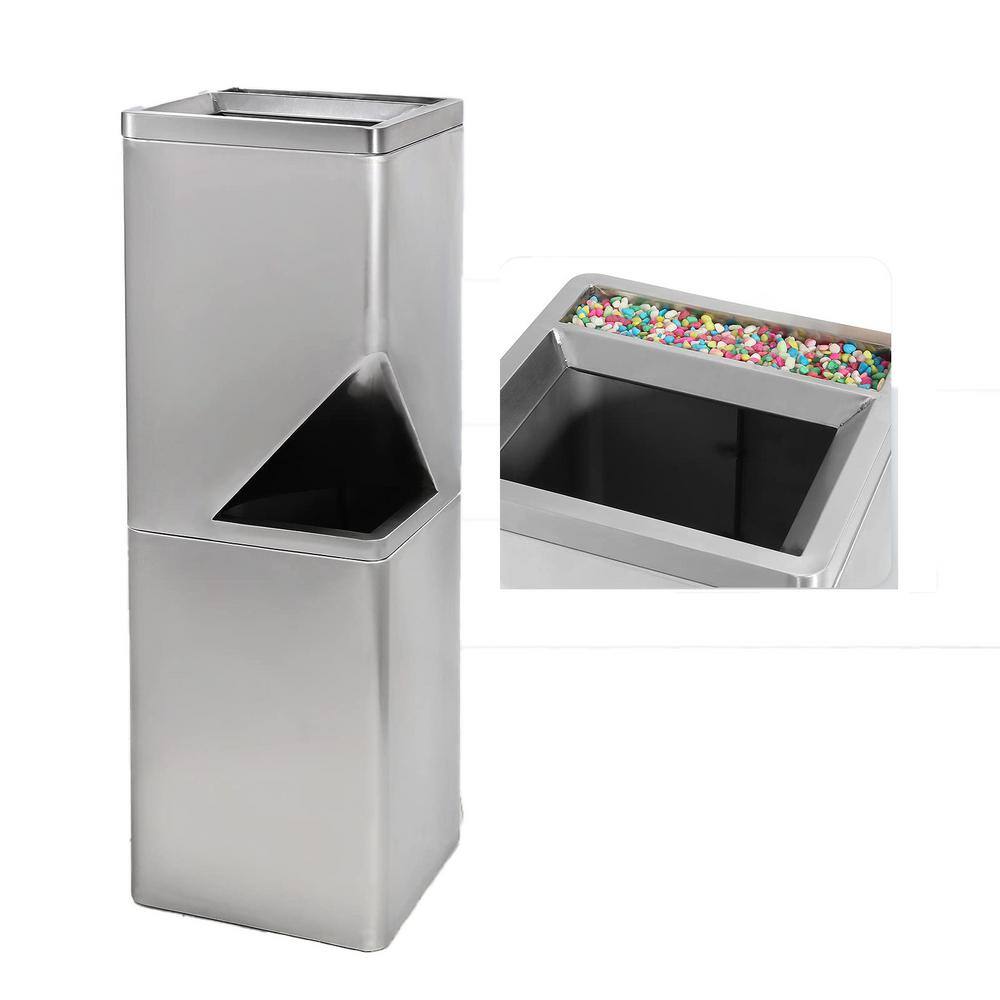 ITOPFOX Commercial 13 Gal. Metallic Outdoor Trash Can with Lid ...