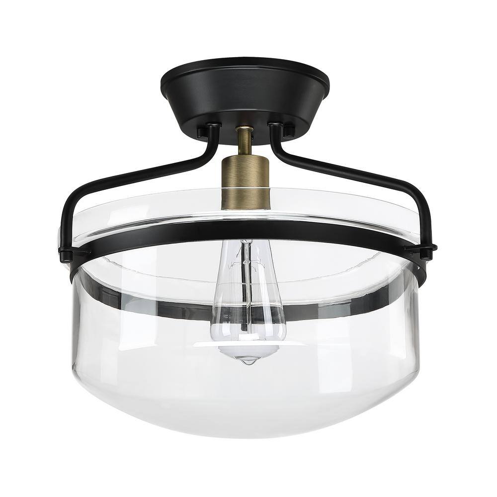 PUDO 1-Light Black Standard Pendant Light with Glass Shade Chandelier32 ...